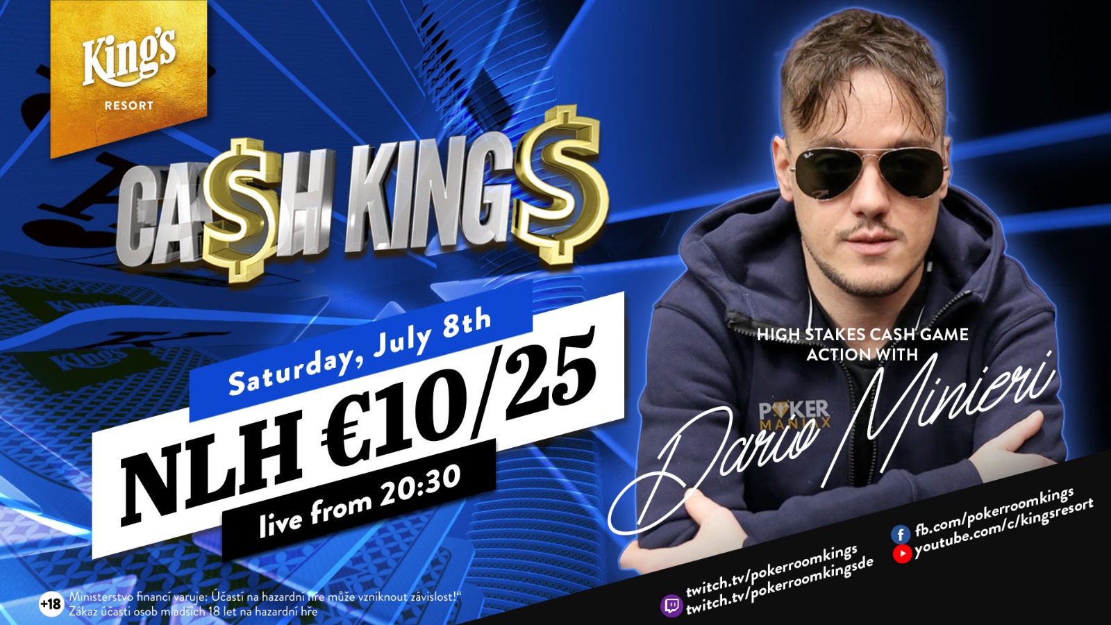 Livestream | Ca$h King$ Dario Minieri Special € 10/25 NLH @ King's ...