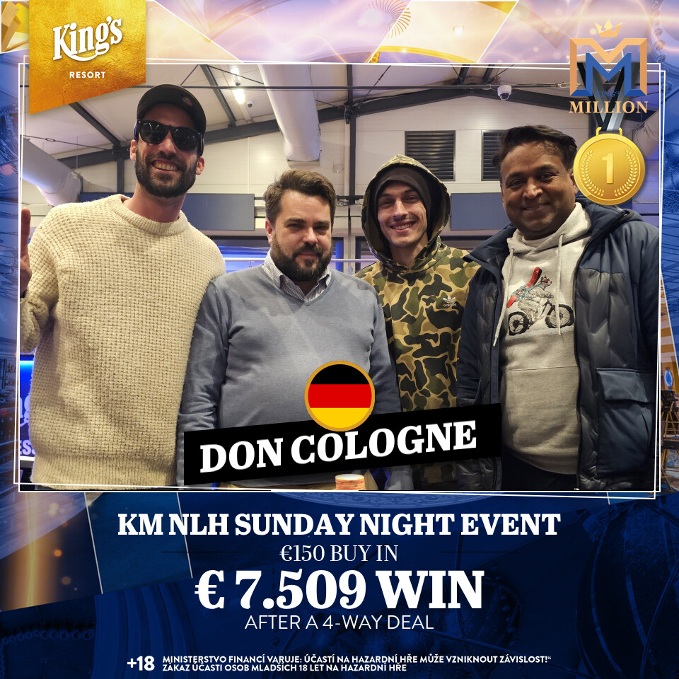Deutscher Don Cologne gewinnt das KM NLH Sunday Night Event
